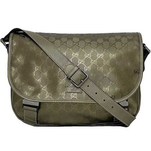 Gucci | Bags | Gucci Shoulder Bag F2397 Khaki Green Imprime 21732 ...
